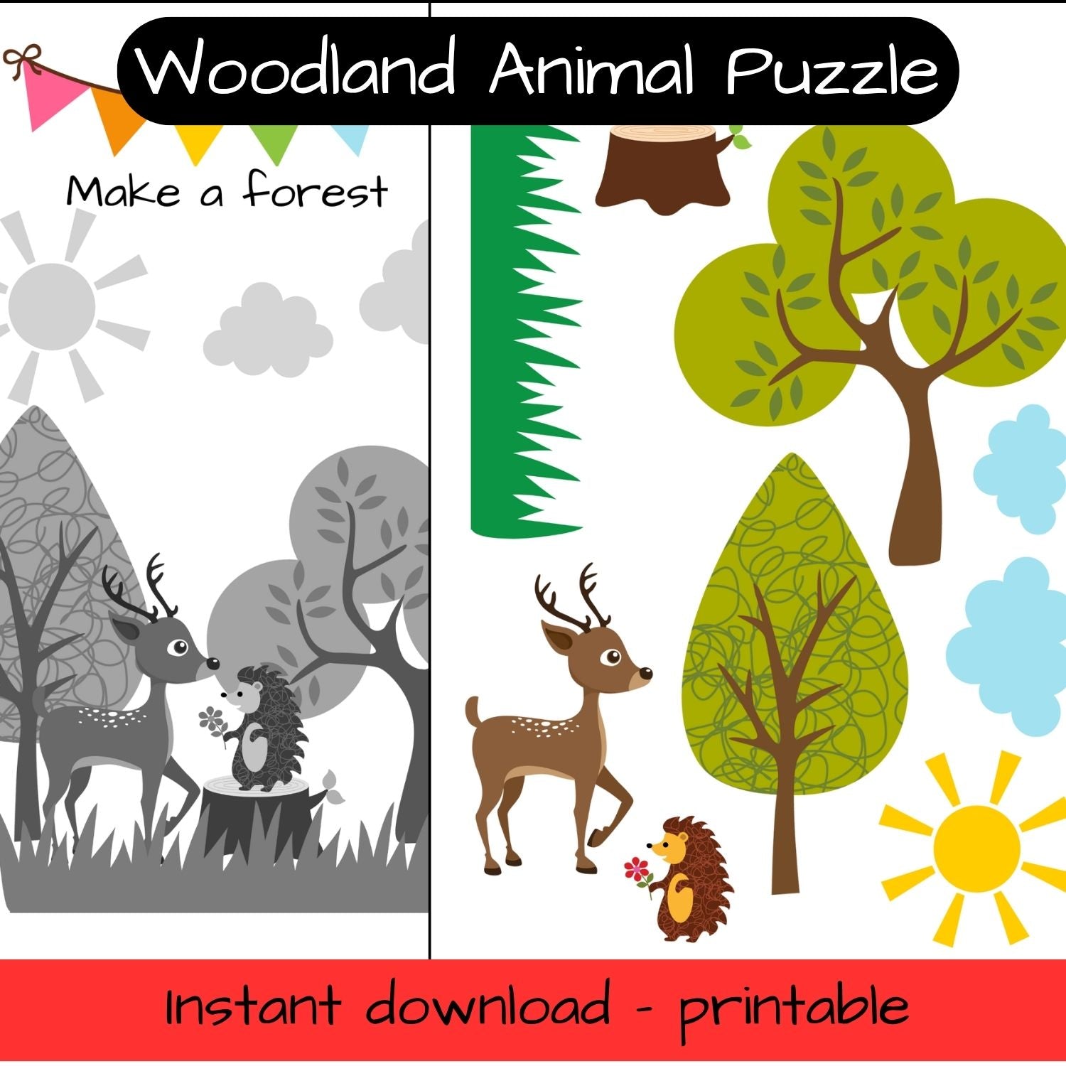 Printable Woodland Animal activity sheets - Forest puzzle – Kiss My ...