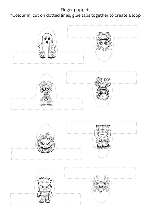 Printable Halloween finger puppets - colouring, pretend play ...