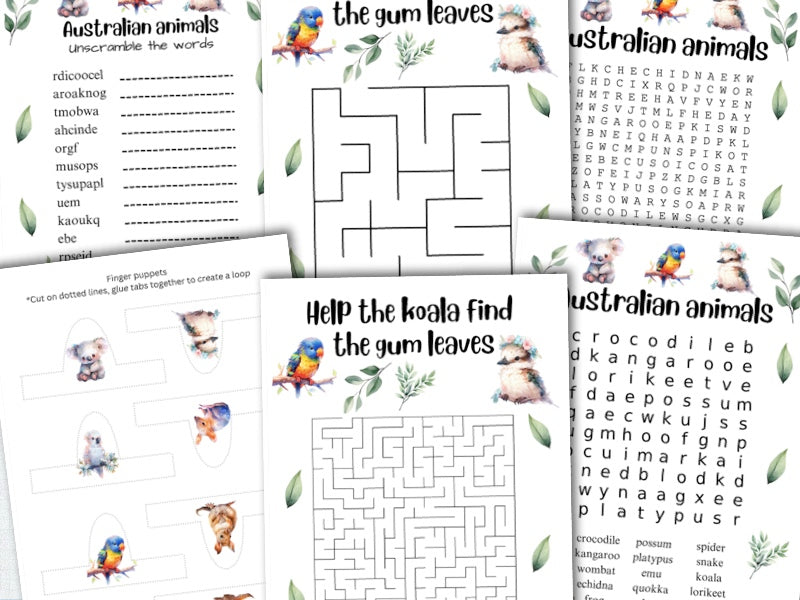Printable Australian Animals bundle - 13 activities – Kiss My Patootie