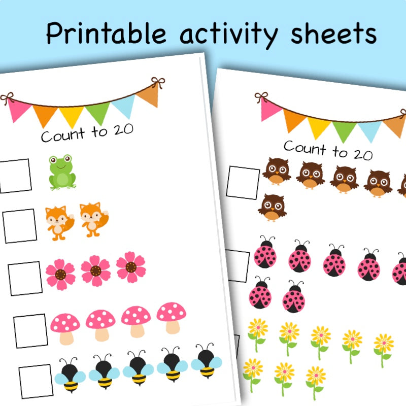 Printable Woodland Animal activity sheets - count to 20 – kissmypatootie
