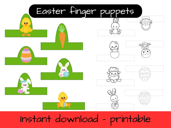 Printable Easter finger puppets - colouring, pretend play – kissmypatootie